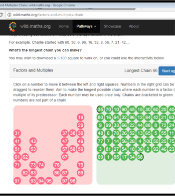 Factors and Multiples Chain | wild.maths.org